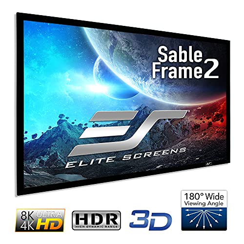 Elite Screens Sable Frame 2 Series, 180-inch Diagonal 16:9, Active 3D 4K Ultra HD Ready Fixed Frame Home Theater Movie Office Presentations Indoor Front Projection Projector Screen, ER180WH2, Black