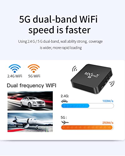 MXQ Pro 5G Android 10.1 TV Box, 4K MXQ Pro 5G WiFi Quad Core 3D Media Player 2+16GB Home Media Player