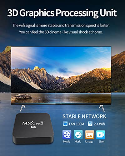 MXQ Pro 5G Android 10.1 TV Box, 4K MXQ Pro 5G WiFi Quad Core 3D Media Player 2+16GB Home Media Player