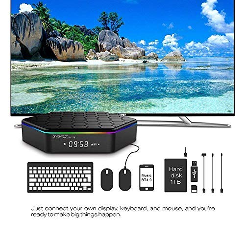 Android TV Box T95Z Plus Android 12 TV Box 2G+16G Quad-Core, WiFi6 /10-1000M LAN 64Bit BT 5.0 H.265 UHD 4K Android Box with Mini Wireless Keyboard & Remote