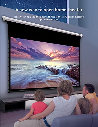 VIVIDSTORM-Deluxe Tensioned Screen,Electric Tab-tensioned Drop Down with White Cinema Screen,White Housing Ceiling and Wall,Compatible with Normal Projector,V6JLW120H