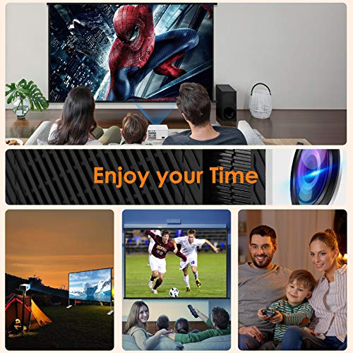 Portable Projector,SWZA Native 1080P Projector for Home Theater/Outdoor Movie,Video Projector Compatible TV Stick,HDMI,USB,Smartphone[100''Screen Included]