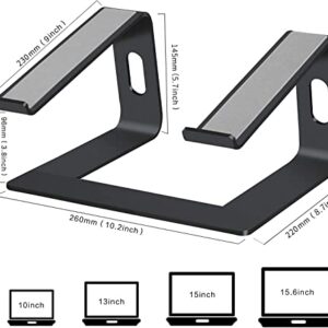 Orionstar Laptop Stand Portable Aluminum Laptop Riser Compatible with Apple Mac MacBook Air Pro 10 to 15.6 Inch Notebook Computer, Detachable Ergonomic Elevator Holder, Black