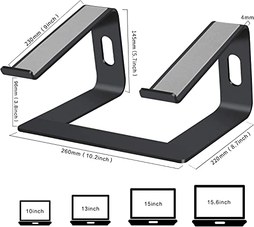 Orionstar Laptop Stand Portable Aluminum Laptop Riser Compatible with Apple Mac MacBook Air Pro 10 to 15.6 Inch Notebook Computer, Detachable Ergonomic Elevator Holder, Black