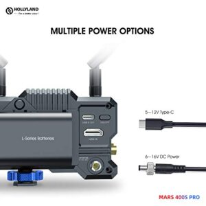 Hollyland Mars 400S Pro SDI/HDMI Wireless Video Transmission Systems, 5G WiFi-Technology,12Mbps Live Streaming Rate, 0.08s Low-Latency, 400ft Range, Three-Way Power Supply, Support Android & iOS