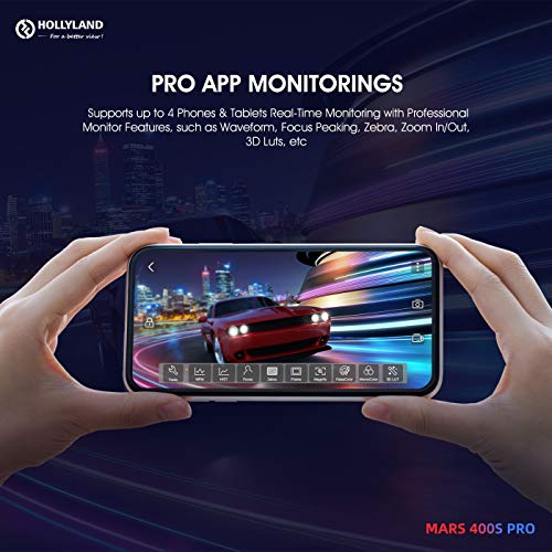 Hollyland Mars 400S Pro SDI/HDMI Wireless Video Transmission Systems, 5G WiFi-Technology,12Mbps Live Streaming Rate, 0.08s Low-Latency, 400ft Range, Three-Way Power Supply, Support Android & iOS