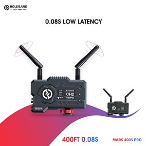 Hollyland Mars 400S Pro SDI/HDMI Wireless Video Transmission Systems, 5G WiFi-Technology,12Mbps Live Streaming Rate, 0.08s Low-Latency, 400ft Range, Three-Way Power Supply, Support Android & iOS