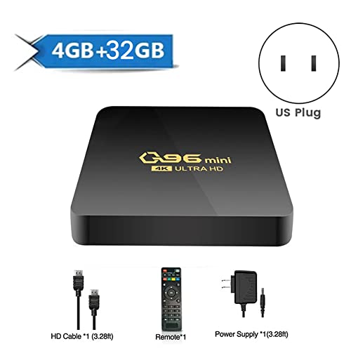 Shevan Q96 Mini TV Box Android 10.0 4+32G Smart TV Box S905L Core Support 2.4G Wireless WiFi Media Box Set-Top Box-US Plug