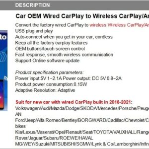 Smart World Company CP-AA Carplay Wireless dongle Adapter 2 in1 Android Auto and Apple Carplay