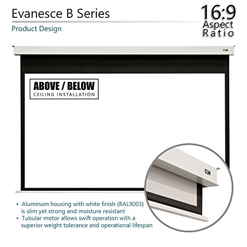 Elite Screens Evanesce B, 120" 16:9, Recessed In-Ceiling Electric Projector Screen with Installation Kit, 8k/4K Ultra HD Ready Matte White Fiberglass Reinforced Projection Surface, EB120HW2-E8