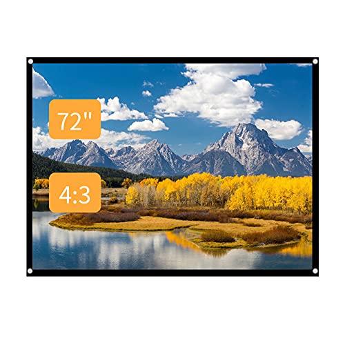 Richer-R Projector Screen, 60-100 Inch 16x9 Projector Screen Rear Projection Screen ,Portable Foldable Non-Crease Projector Curtain Screen 4:3 for Outdoor Camping Movie Open-air Cinema,White (72in)