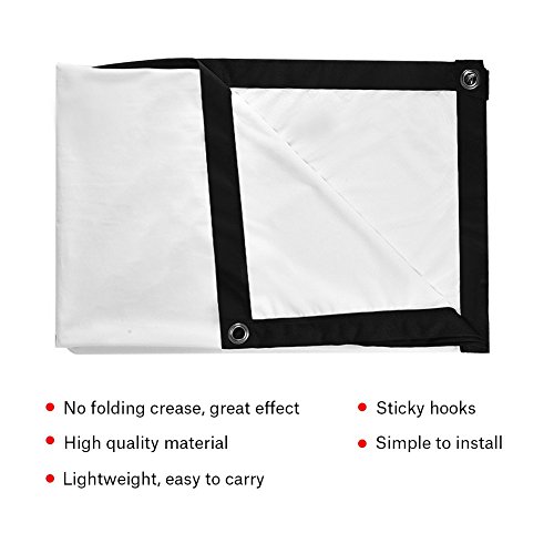 Richer-R Projector Screen, 60-100 Inch 16x9 Projector Screen Rear Projection Screen ,Portable Foldable Non-Crease Projector Curtain Screen 4:3 for Outdoor Camping Movie Open-air Cinema,White (72in)