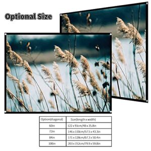 Richer-R Projector Screen, 60-100 Inch 16x9 Projector Screen Rear Projection Screen ,Portable Foldable Non-Crease Projector Curtain Screen 4:3 for Outdoor Camping Movie Open-air Cinema,White (72in)