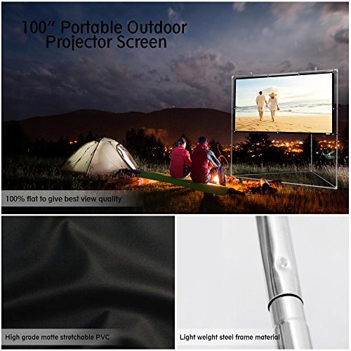 Pyle 100" Outdoor Portable Matt White Theater TV Projector Screen w/ Triangle Stand - 100 inch, 16:9, 1.15 Gain Full HD Projection for Movie / Cinema / Video / Film Showing Outside Home - PRJTPOTS101