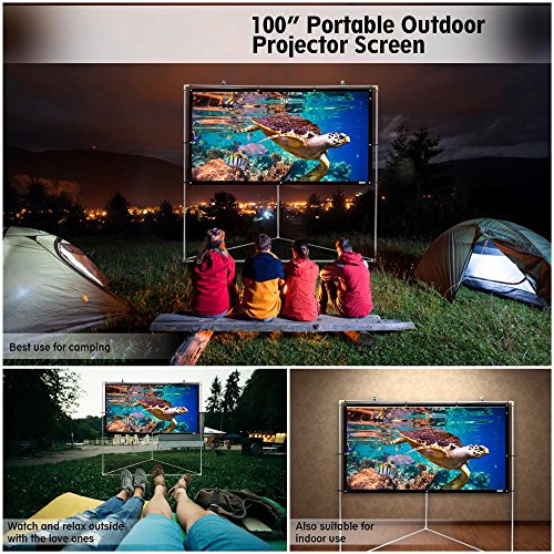 Pyle 100" Outdoor Portable Matt White Theater TV Projector Screen w/ Triangle Stand - 100 inch, 16:9, 1.15 Gain Full HD Projection for Movie / Cinema / Video / Film Showing Outside Home - PRJTPOTS101