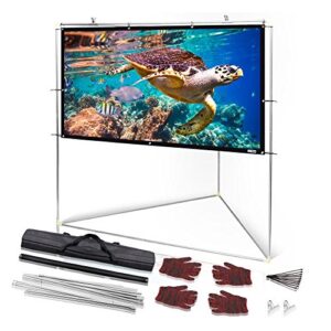 Pyle 100" Outdoor Portable Matt White Theater TV Projector Screen w/ Triangle Stand - 100 inch, 16:9, 1.15 Gain Full HD Projection for Movie / Cinema / Video / Film Showing Outside Home - PRJTPOTS101