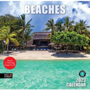 RED EMBER Beaches Jan - Dec 2023 Monthly Wall Calendar | Deluxe Edition - 5 Extra Full-Page Images & Extra Strength Hanging Hole | 12" x 24" Open | Thick & Sturdy Paper | Beautiful Tropical Vacation