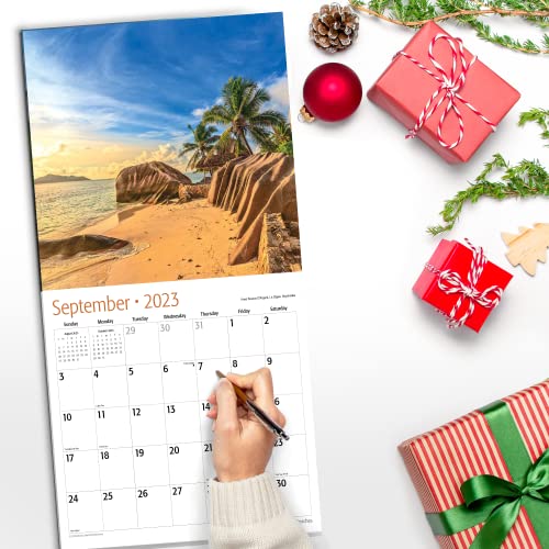 RED EMBER Beaches Jan - Dec 2023 Monthly Wall Calendar | Deluxe Edition - 5 Extra Full-Page Images & Extra Strength Hanging Hole | 12" x 24" Open | Thick & Sturdy Paper | Beautiful Tropical Vacation