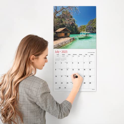 RED EMBER Beaches Jan - Dec 2023 Monthly Wall Calendar | Deluxe Edition - 5 Extra Full-Page Images & Extra Strength Hanging Hole | 12" x 24" Open | Thick & Sturdy Paper | Beautiful Tropical Vacation