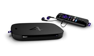 roku 4 | hd and 4k uhd streaming media player with enhanced remote (voice search, lost remote finder, and headphone), quad-core processor, dual-band wi-fi, ethernet, and usb port