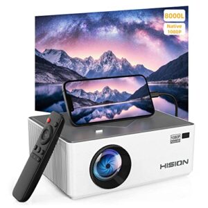 HISION Portable 1080P Projector with Projector Case(Include Projector and Projector Bag)