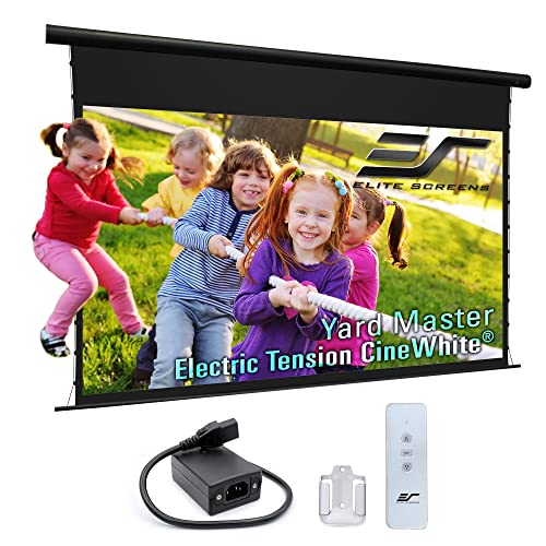 Elite Screens Yard Master Electric Tension CineWhite, 125" Diag. 16:9 Motorized Tab-Tensioned Projector Screen, IP33 Rated, RF Remote Control, 4K/8K Ultra HD 3D Movie Theater (OMS125WHT-ELECTRIC)