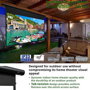 Elite Screens Yard Master Electric Tension CineWhite, 125" Diag. 16:9 Motorized Tab-Tensioned Projector Screen, IP33 Rated, RF Remote Control, 4K/8K Ultra HD 3D Movie Theater (OMS125WHT-ELECTRIC)