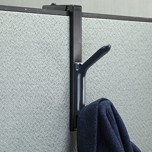 Officemate Double Coat Hooks for Cubicle Panels, Adjustable 1.25-3.5 Inch, Charcoal (22005)