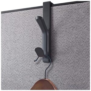 officemate double coat hooks for cubicle panels, adjustable 1.25-3.5 inch, charcoal (22005)