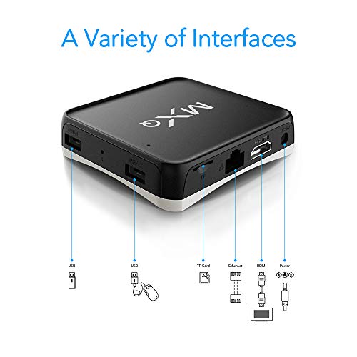 MXQ Android 7.1 ATV TV Box with Build-in AI Speaker AI Assistant S905W Quad-core 2G+16G 4K up to 60fps WiFi 2.4GHz BT 4.0 Smart Streaming Media Player for Home Entertainment