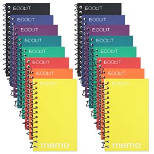 eoout 16 pack small spiral notebooks memo pads 3 x 5 inches pocket notebooks lined college ruled paper mini note pads for home, office, college, school,100 pages, assorted colors