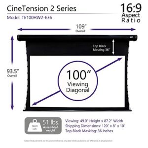 Elite Screens CineTension 2 Projector Screen, 100-inch 16:9, Indoor Electric Motorized Home Theater Automatic Front Projection Movie Office Presentations,TE100HW2-E36| US Based Company 2-Year Warranty