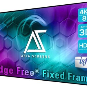 Akia Screens 145 inch Edge Free Fixed Frame Projector Screen 145" Diagonal 16:9 8K 4K Ultra HD 3D Ready CINEWHITE UHD-B Black Projection Screen for Indoor Movie Video Home Theater AK-NB145H