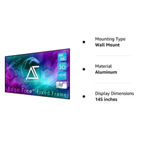 Akia Screens 145 inch Edge Free Fixed Frame Projector Screen 145" Diagonal 16:9 8K 4K Ultra HD 3D Ready CINEWHITE UHD-B Black Projection Screen for Indoor Movie Video Home Theater AK-NB145H