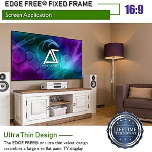 Akia Screens 145 inch Edge Free Fixed Frame Projector Screen 145" Diagonal 16:9 8K 4K Ultra HD 3D Ready CINEWHITE UHD-B Black Projection Screen for Indoor Movie Video Home Theater AK-NB145H