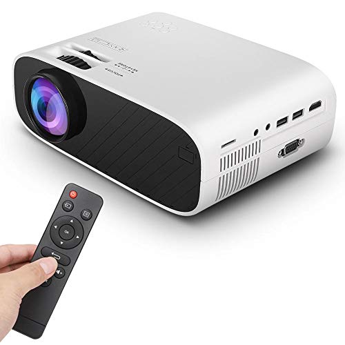 LED Projector, 480P 3D Mini Portable Video Projectors with 1500 Lumens Home Theater Projector Support HDMI, VGA, TF, AV, USB Compatible with TV Stick, PS4, Smartphone, PC, 100V-240V, White.(US)