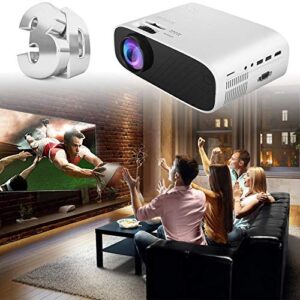 LED Projector, 480P 3D Mini Portable Video Projectors with 1500 Lumens Home Theater Projector Support HDMI, VGA, TF, AV, USB Compatible with TV Stick, PS4, Smartphone, PC, 100V-240V, White.(US)