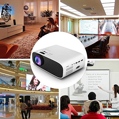 LED Projector, 480P 3D Mini Portable Video Projectors with 1500 Lumens Home Theater Projector Support HDMI, VGA, TF, AV, USB Compatible with TV Stick, PS4, Smartphone, PC, 100V-240V, White.(US)