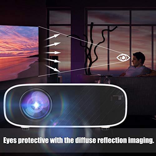 LED Projector, 480P 3D Mini Portable Video Projectors with 1500 Lumens Home Theater Projector Support HDMI, VGA, TF, AV, USB Compatible with TV Stick, PS4, Smartphone, PC, 100V-240V, White.(US)