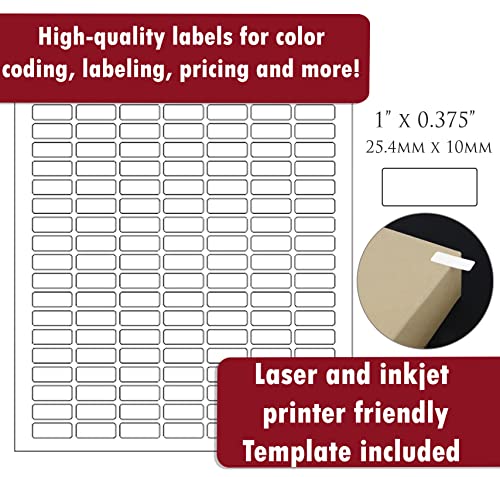 White Rectangular Labels + Bonus Color Labels - Value Pack - White Coding Labels Produce Excellent Results with Standard Laser Printer-Template Included! 1138 Pack