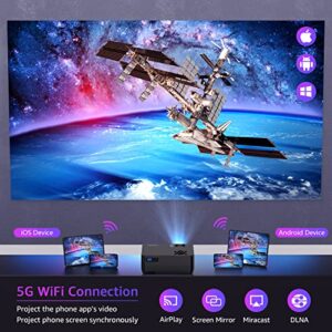 5G WiFi Bluetooth Native 1080P Projector[Projector Screen Included], Roconia 9000LM Full HD Movie Projector, 300" Display Support 4k Home Theater,Compatible with iOS/Android/XBox/PS4/TV Stick/HDMI/USB