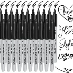 Piochoo Permanent Marker Pens, 24 Counts Black Fine Point Permanent Marker Sets for Writing Doodling Marking Coloring