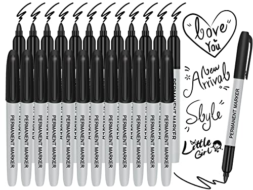 Piochoo Permanent Marker Pens, 24 Counts Black Fine Point Permanent Marker Sets for Writing Doodling Marking Coloring