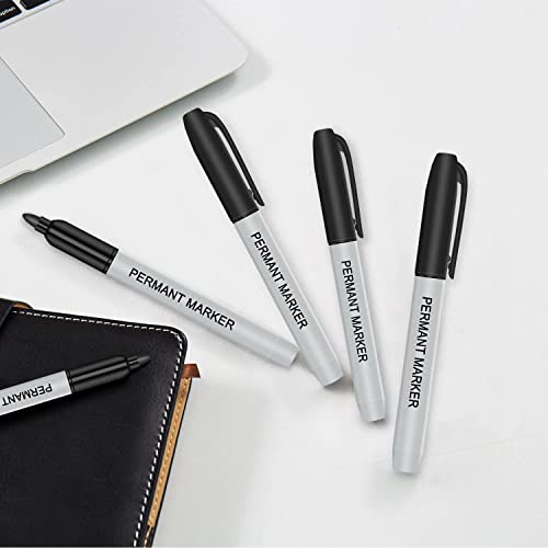 Piochoo Permanent Marker Pens, 24 Counts Black Fine Point Permanent Marker Sets for Writing Doodling Marking Coloring