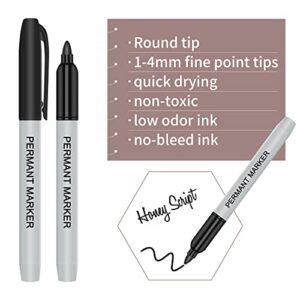 Piochoo Permanent Marker Pens, 24 Counts Black Fine Point Permanent Marker Sets for Writing Doodling Marking Coloring