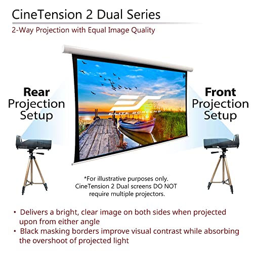 Elite Screens CineTension 2 WraithVeil Dual Projector Screen, 100-inch 16:9, Indoor Electric Motorized Automatic Front Rear Projection Movie Screen, TE100HR2-DUAL| US Based Company 2-Year Warranty