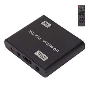 4K HD Media Player, Mini Full HD 1080P Digital Streaming Media Player with Remote Control and LED Indicator, support for 720P RM / RMVB(#1)