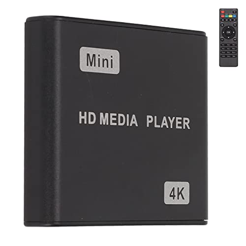 4K HD Media Player, Mini Full HD 1080P Digital Streaming Media Player with Remote Control and LED Indicator, support for 720P RM / RMVB(#1)