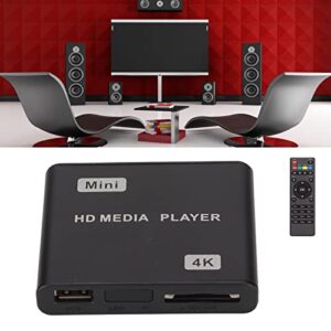 4K HD Media Player, Mini Full HD 1080P Digital Streaming Media Player with Remote Control and LED Indicator, support for 720P RM / RMVB(#1)