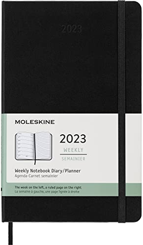 Moleskine Classic 12 Month 2023 Weekly Planner, Hard Cover, Large (5" x 8.25"), Black